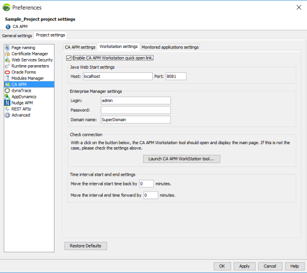 Configure the NeoLoad module for CA APM