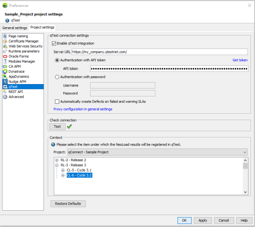 Enable and configure the NeoLoad module for qTest