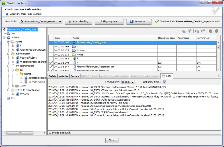 Load Generator log files