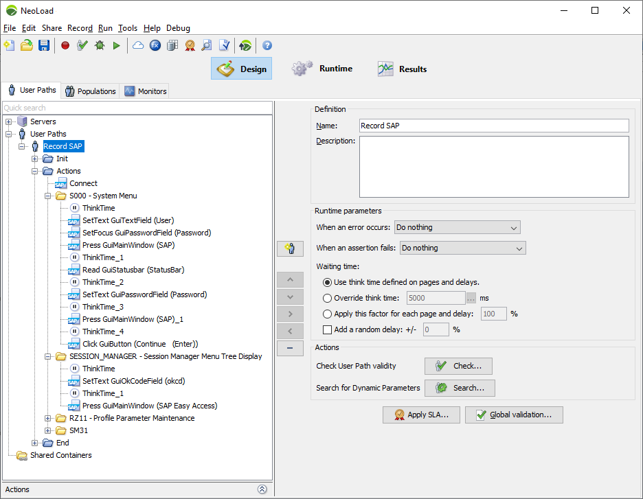 Convert a Tricentis Tosca SAP GUI script to a NeoLoad User Path