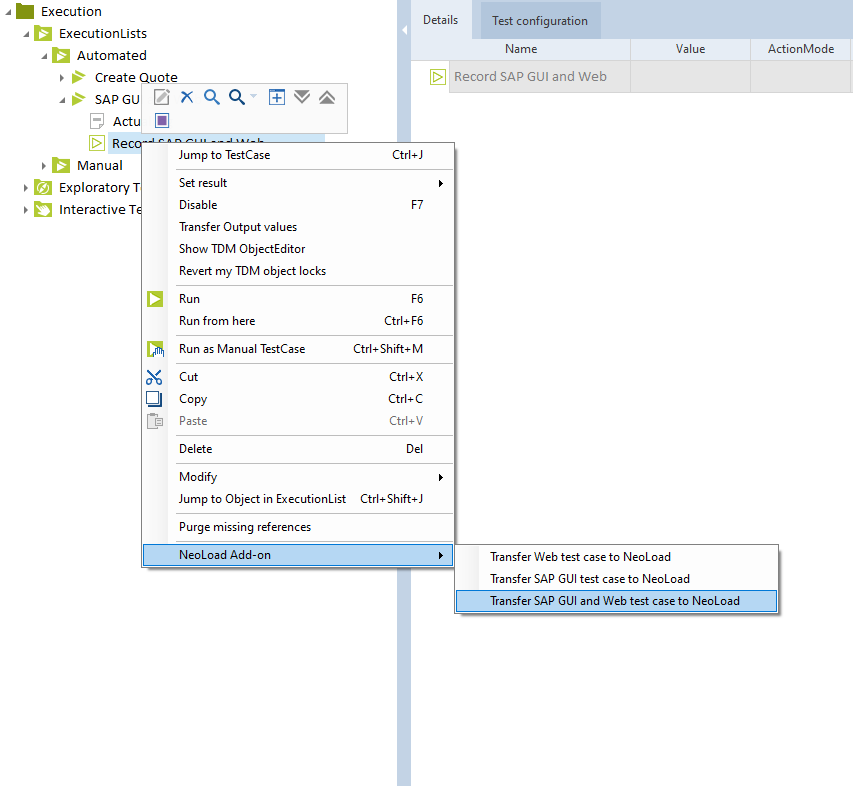Convert a Tricentis Tosca SAP GUI and Web script to a NeoLoad User Path