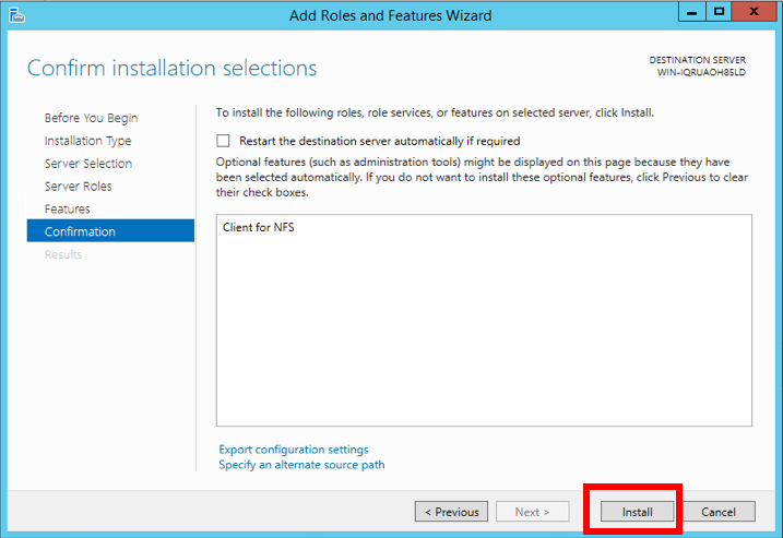Install NFS Client for Windows