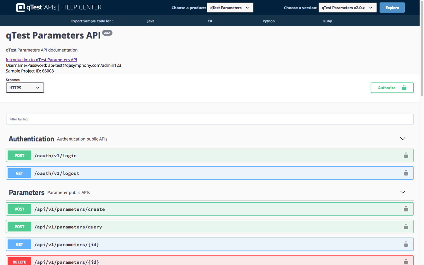 Parameters APIs