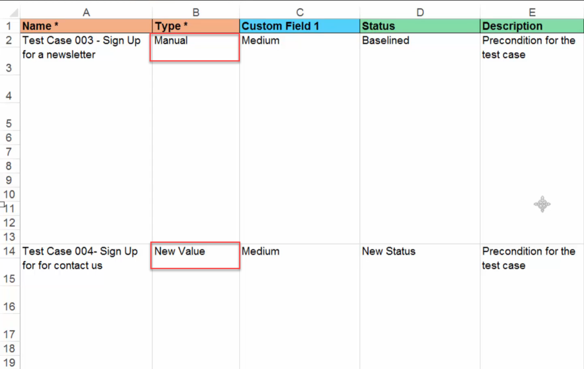 Import or Modify Test Cases Using Microsoft Excel
