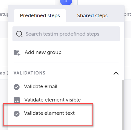 Validate element text