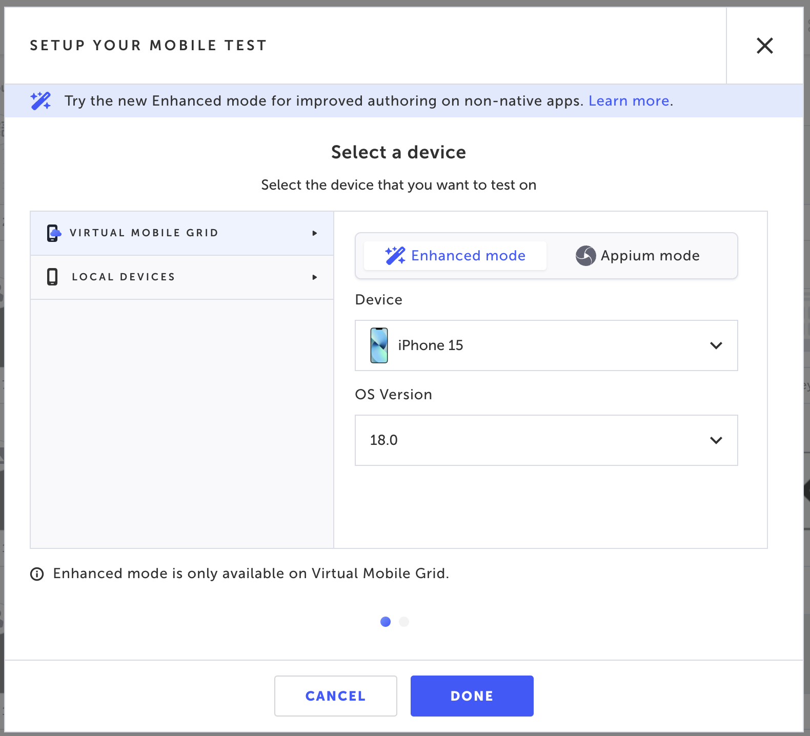 Enhanced Mode (Mobile)