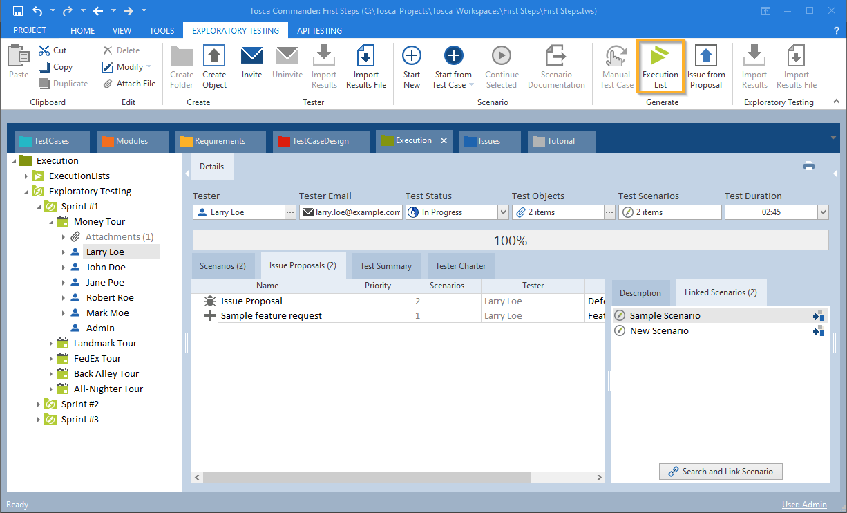 Generate execution list