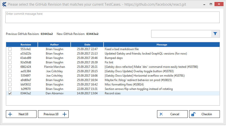 Link GitHub revisions to Tosca revisions