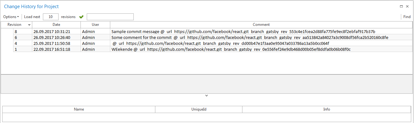 Link GitHub revisions to Tosca revisions