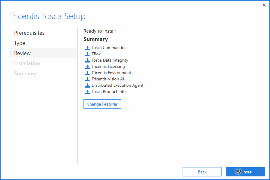 Install Tricentis Tosca via setup dialog