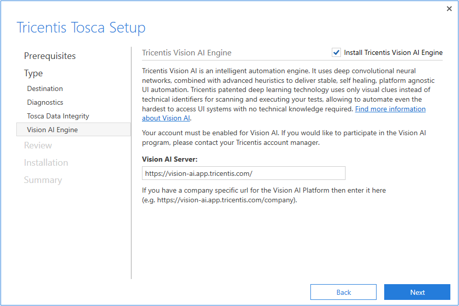 Install Tricentis Tosca via setup dialog