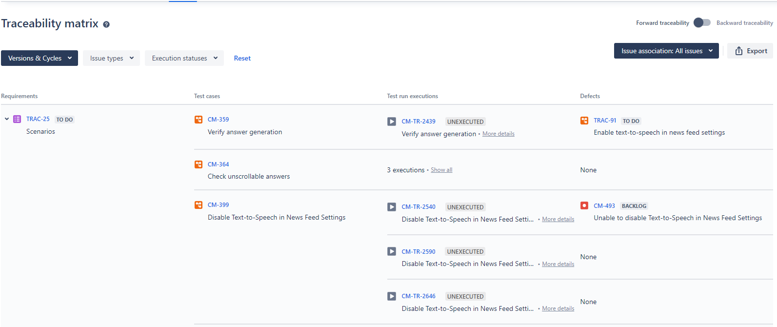 Build a traceability matrix